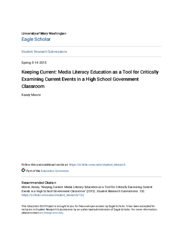 (PDF) Keeping Current: Media Literacy Education as a Tool for ...