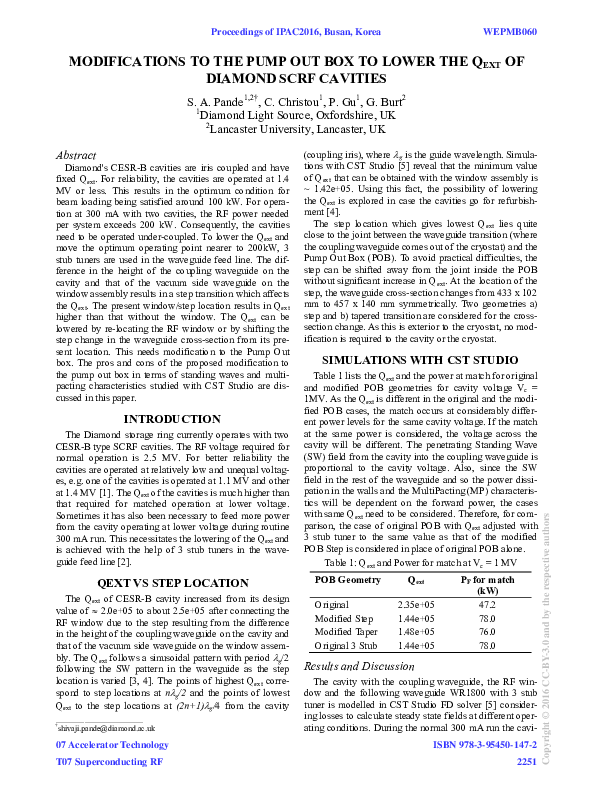 (PDF) Modifications to the Pump Out Box to Lower the Qext of Diamond ...