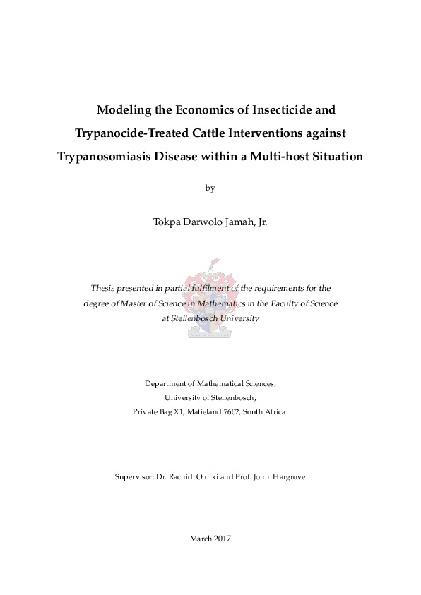 (PDF) Modeling the economics of insecticide and trypanocide-treated ...