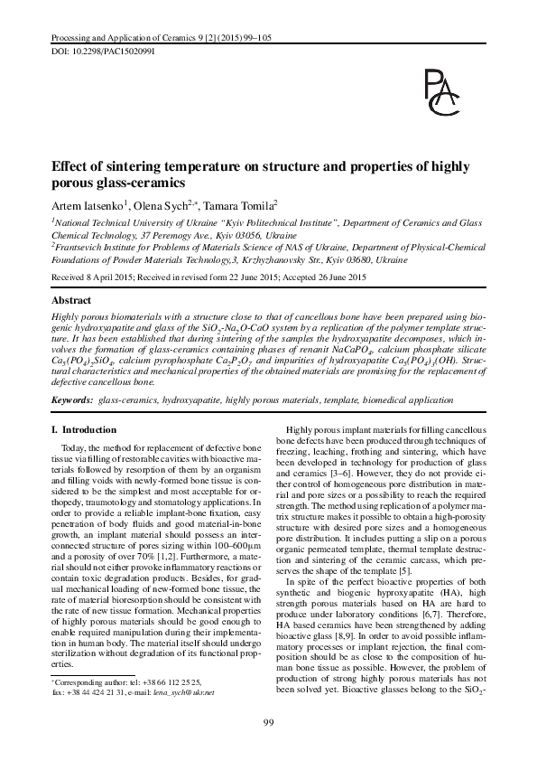 Pdf Effect Of Sintering Temperature On Structure And Properties Of