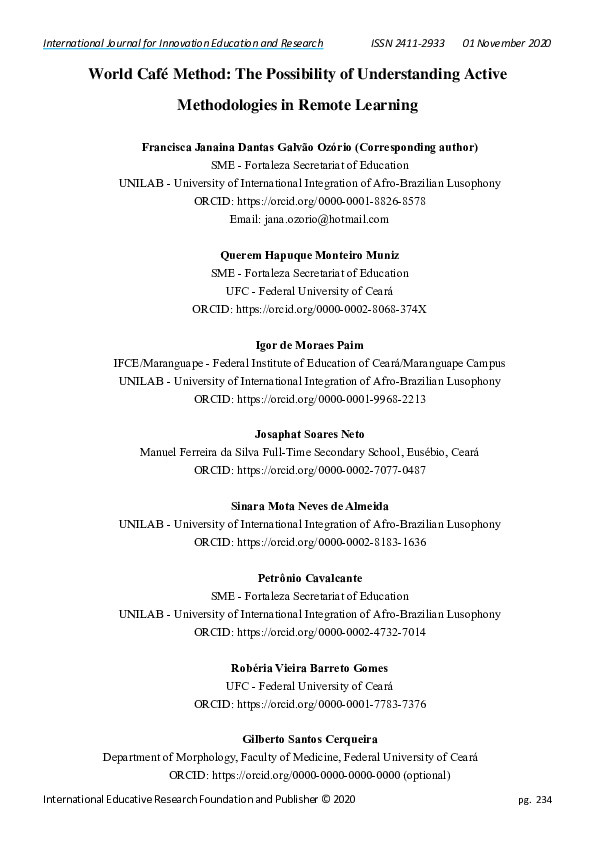 (PDF) World Café Method: the Possibility of Understanding Active ...