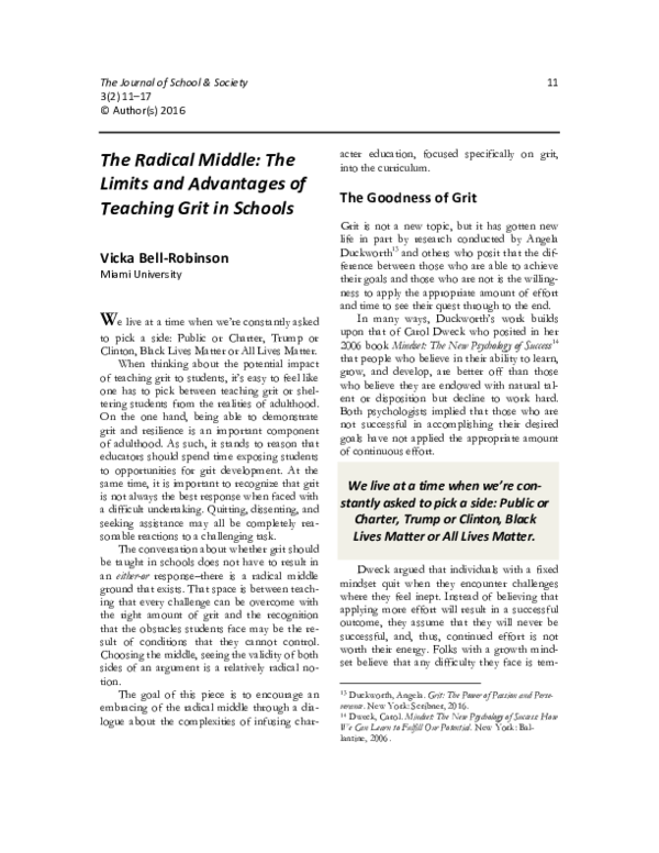 (PDF) The Radical Middle: The Limits and Advantages of Teaching Grit in ...