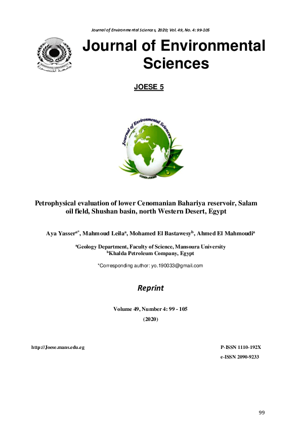 (PDF) Petrophysical evaluation of lower Cenomanian Bahariya reservoir ...