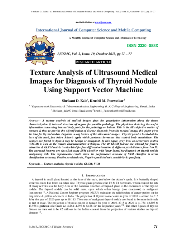 (PDF) Texture Analysis of Ultrasound Medical Images for Diagnosis of ...