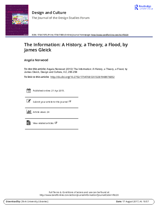 (PDF) The Information: A history, a Theory, a Flood by James Gleick