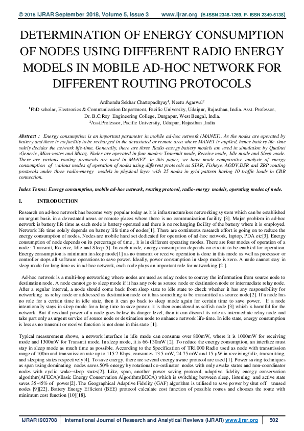 (PDF) Determination of Energy Consumption of Nodes Using Different Radio Energy Models in Mobile ...
