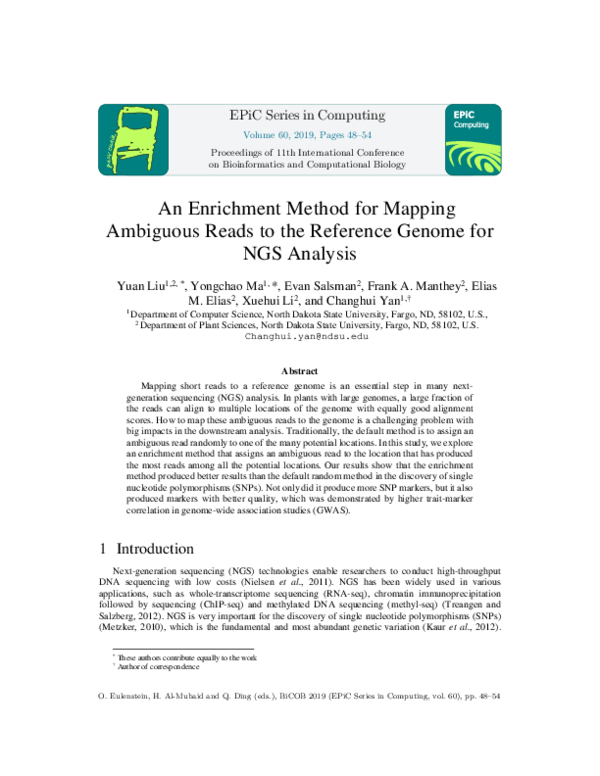 (PDF) An Enrichment Method For Mapping Ambiguous Reads To Reference Genome For NGS Analysis
