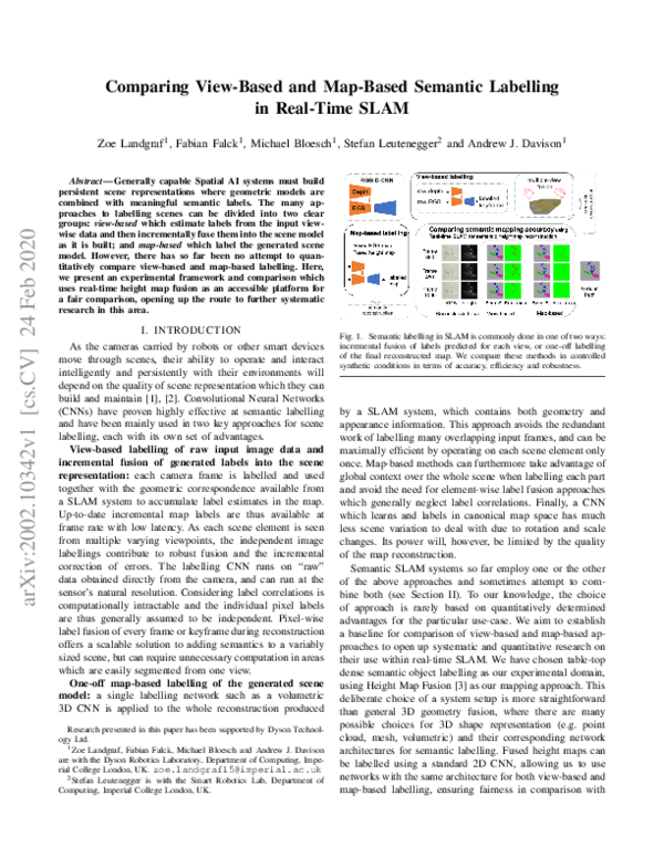 (PDF) Comparing View-Based and Map-Based Semantic Labelling in Real-Time SLAM