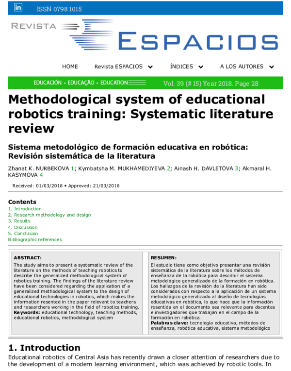 (PDF) Methodological system of educational robotics training ...