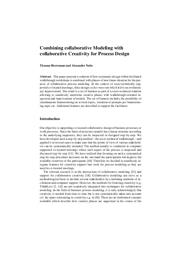 Pdf Combining Collaborative Modeling With Collaborative Creativity