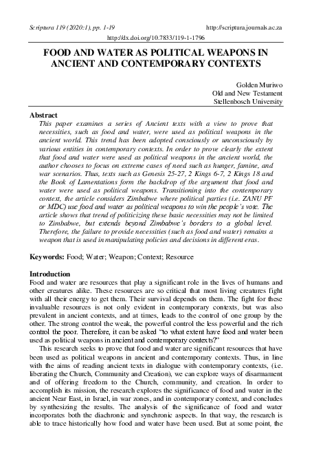(PDF) Food and Water as Political Weapons in Ancient and Contemporary ...