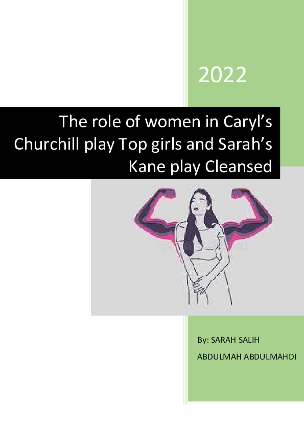 (DOC) The role of women in Top Girls play and Cleansed play.
