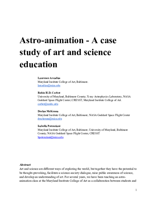 (PDF) Astro-animation - A Case Study of Art and Science Education