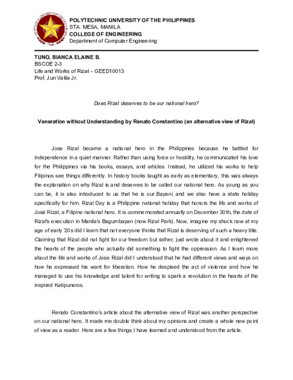 (DOC) Reflection on Veneration without Understanding by Renato ...