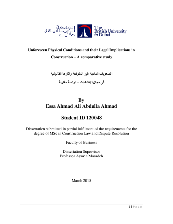 (PDF) Unforeseen Physical Conditions and their Legal Implications in ...
