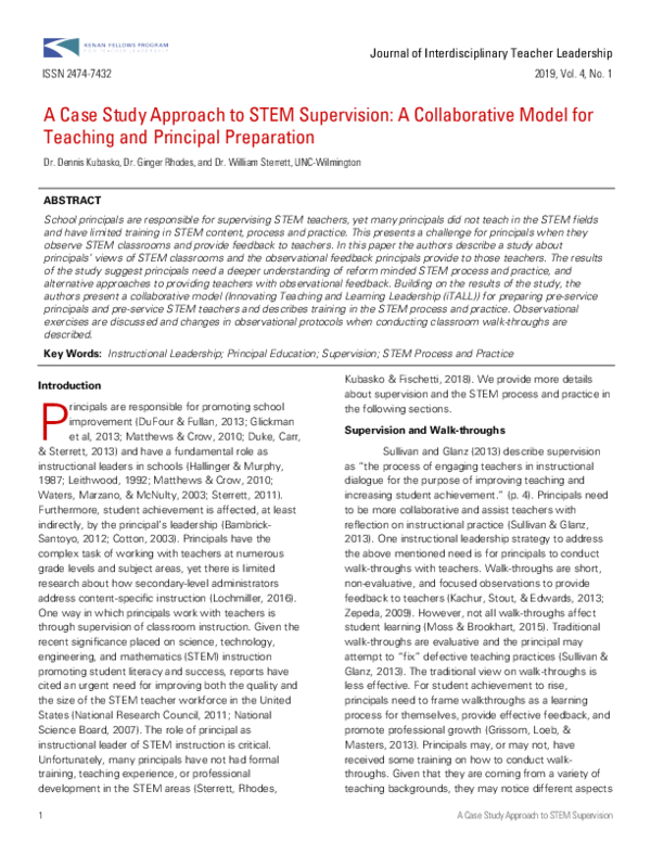 (PDF) A Case Study Approach to STEM Supervision: A Collaborative Model ...