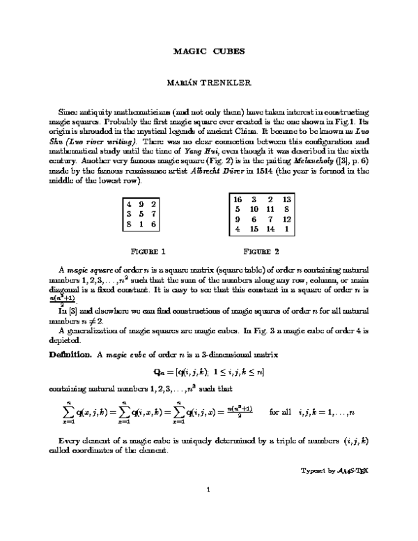 (PDF) Magic Cubes