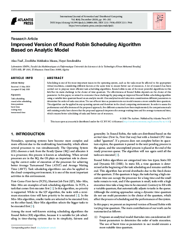 (PDF) Improved Version of Round Robin Scheduling Algorithm Based on ...