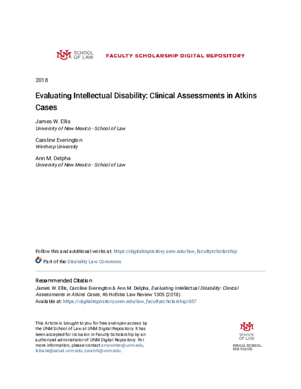(PDF) Evaluating Intellectual Disability: Clinical Assessments in ...