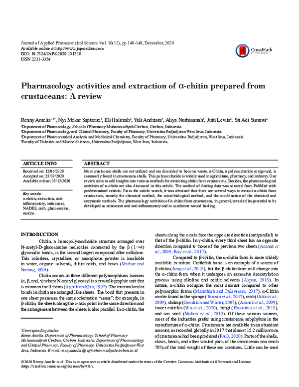 (PDF) Pharmacology activities and extraction of α-chitin prepared from ...