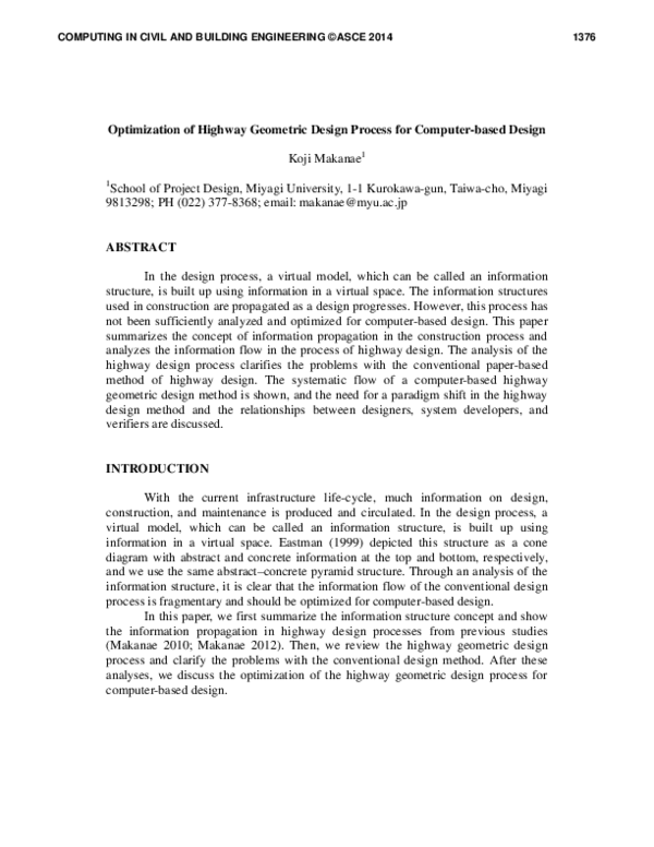 (PDF) Optimization of Highway Geometric Design Process for Computer ...