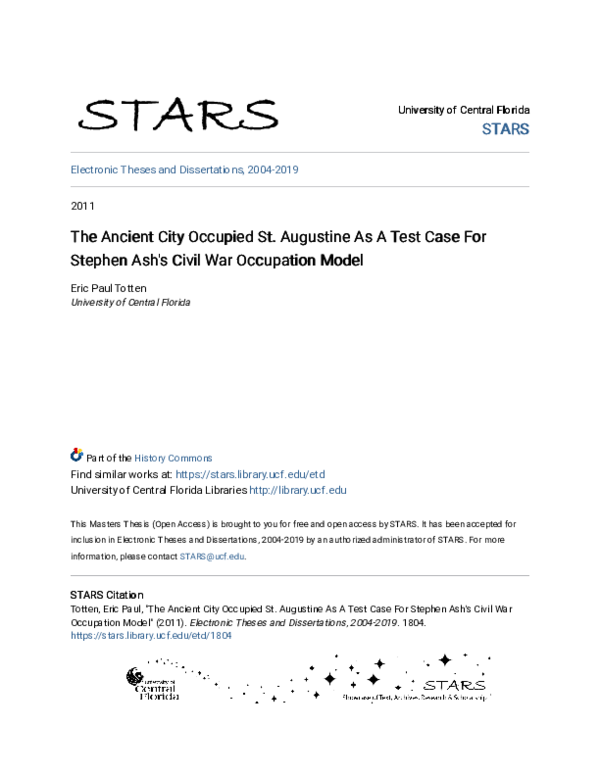 (PDF) The Ancient City Occupied St. Augustine As A Test Case For ...