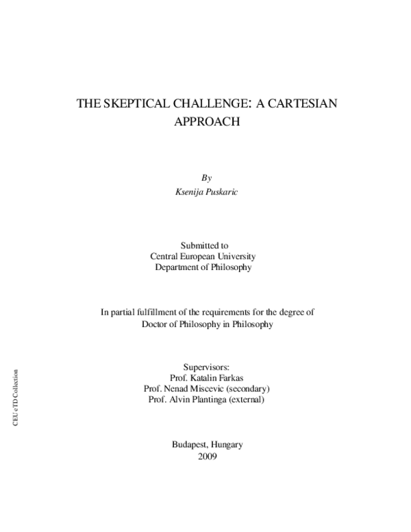 (PDF) The Skeptical Challenge: A Cartesian Approach