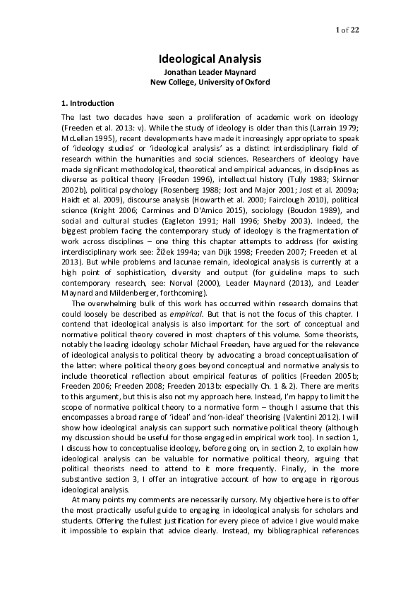 (PDF) 1 of 22 Ideological Analysis