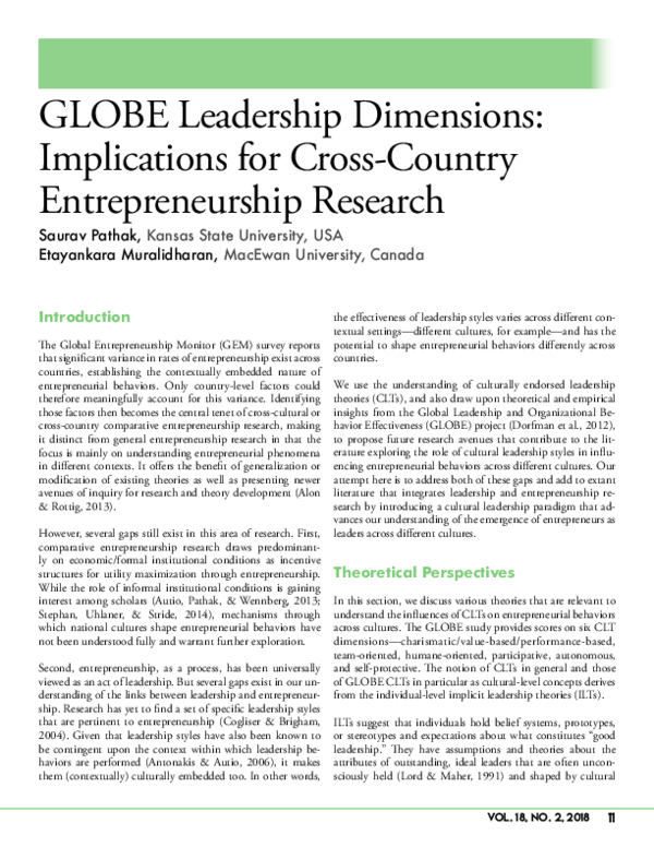 (PDF) GLOBE Leadership Dimensions: Implications for Cross-Country ...