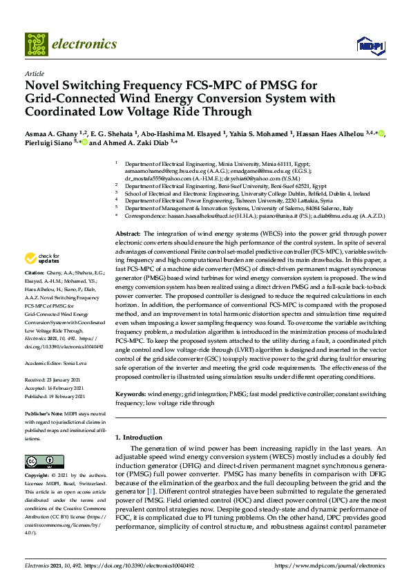 (PDF) Novel Switching Frequency FCS-MPC of PMSG for Grid-Connected Wind Energy Conversion System ...