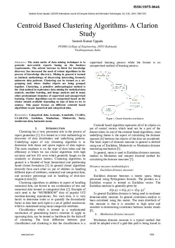 (PDF) Centroid Based Clustering Algorithms-A Clarion Study