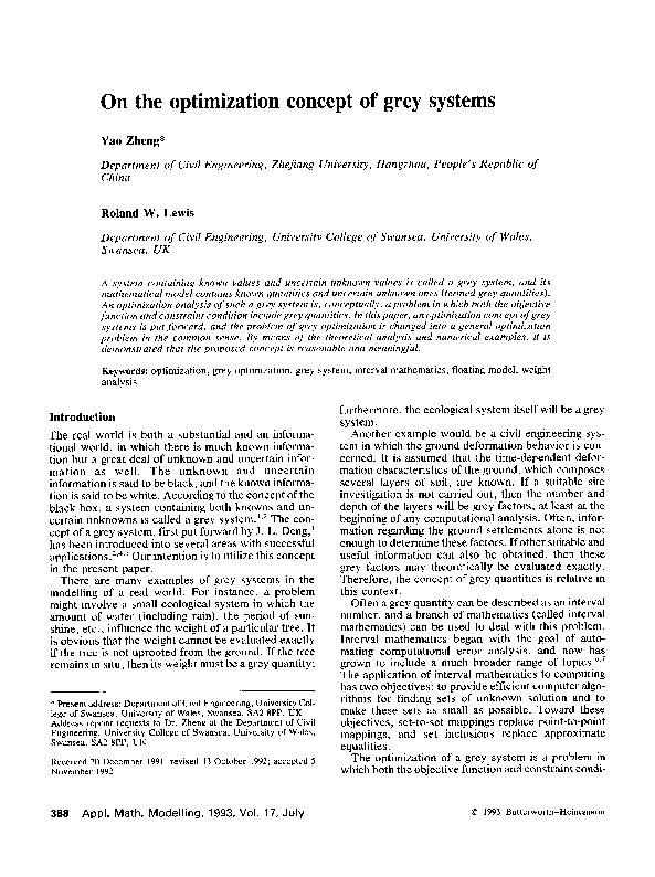 (PDF) On the optimization concept of grey systems
