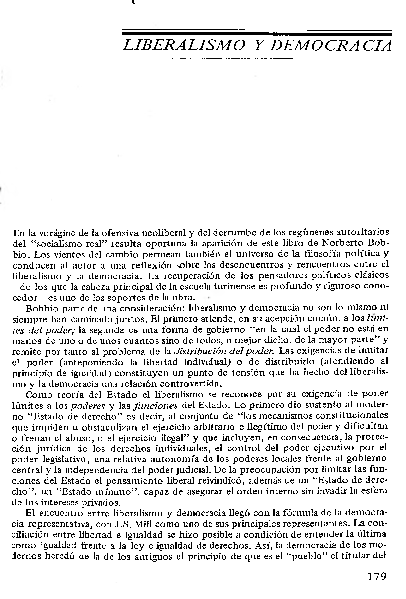 (PDF) Liberalismo y democracia