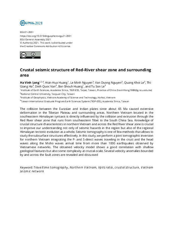 (PDF) Crustal seismic structure of Red-River shear zone and surrounding ...