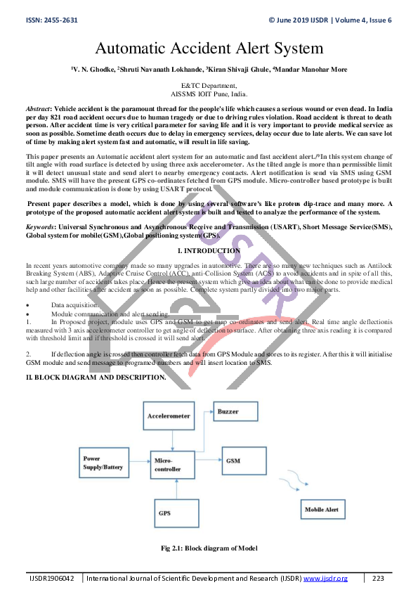 (PDF) Automatic Accident Alert System
