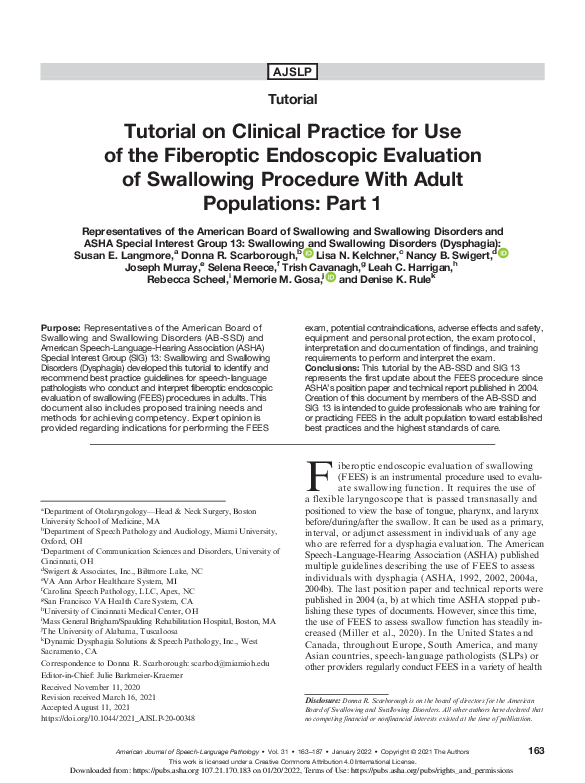 (PDF) Tutorial on Clinical Practice for Use of the Fiberoptic ...