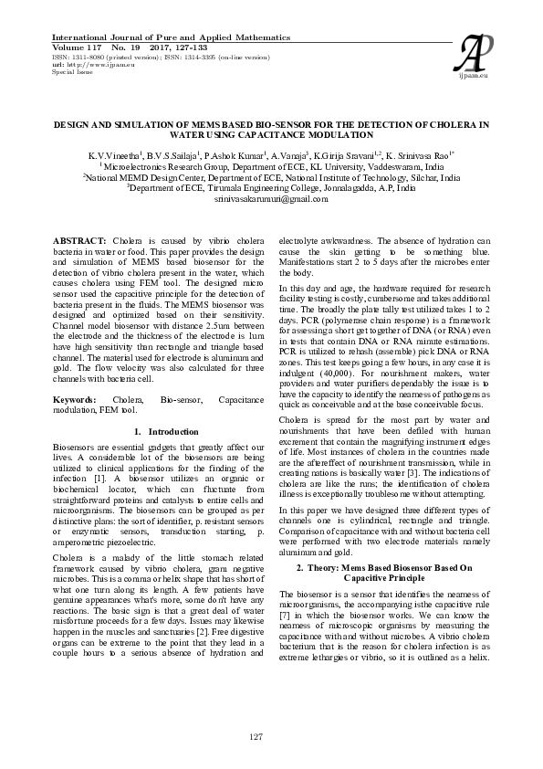 Pdf Design And Simulation Of Mems Based Biosensor For The Detection