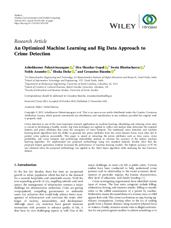 (PDF) An Optimized Machine Learning and Big Data Approach to Crime ...