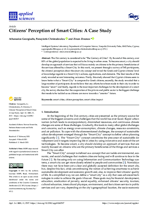 (PDF) Citizens’ Perception of Smart Cities: A Case Study