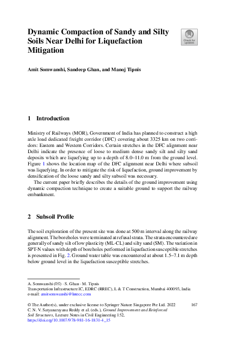 (PDF) Dynamic Compaction of Sandy and Silty Soils Near Delhi for ...