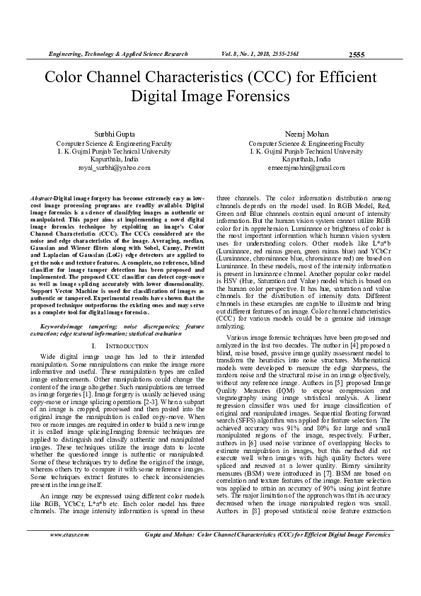 (PDF) Color Channel Characteristics (CCC) for Efficient Digital Image ...
