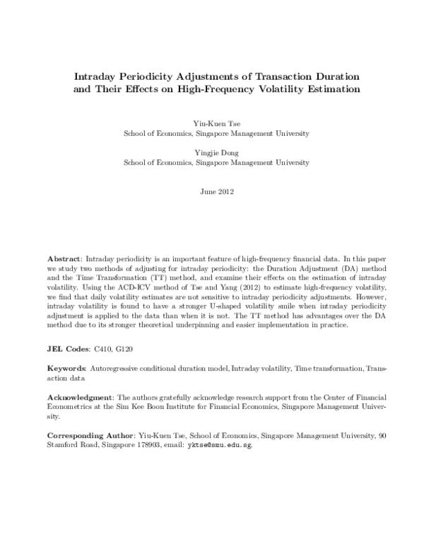 (PDF) Intraday Periodicity Adjustments of Transaction Duration and Their Effects on High ...
