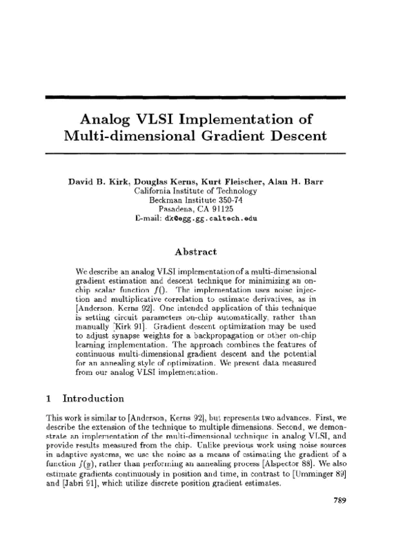 (PDF) Analog VLSI Implementation of Multi-dimensional Gradient Descent