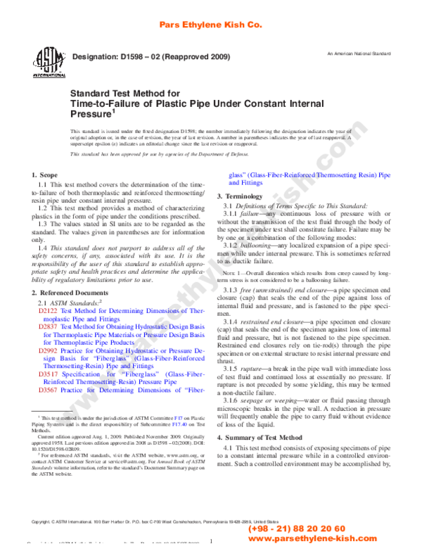 (PDF) Standard Test Method for Time-to-Failure of Plastic Pipe Under ...
