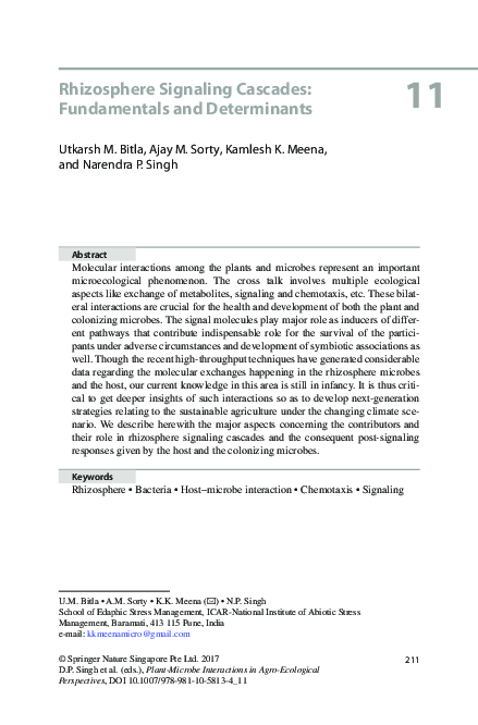 (PDF) Rhizosphere Signaling Cascades: Fundamentals and Determinants
