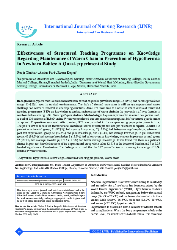 (PDF) Effectiveness of Structured Teaching Programme on Level of ...