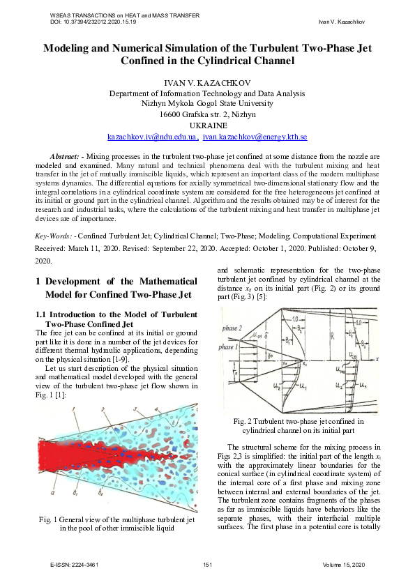 Pdf Modeling And Numerical Simulation Of The Turbulent Two Phase Jet Confined In The