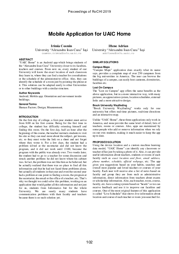 (PDF) Mobile Application for UAIC Home