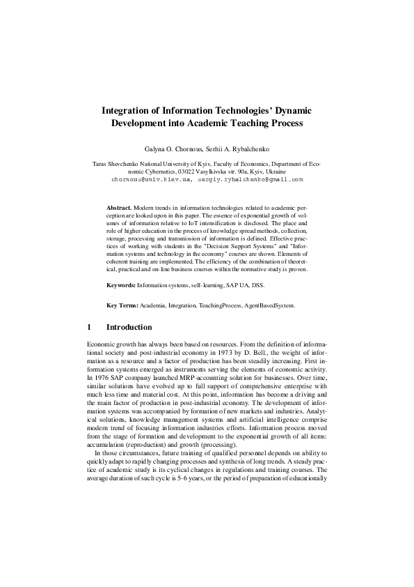(PDF) Integration of Information Technologies' Dynamic Development into ...