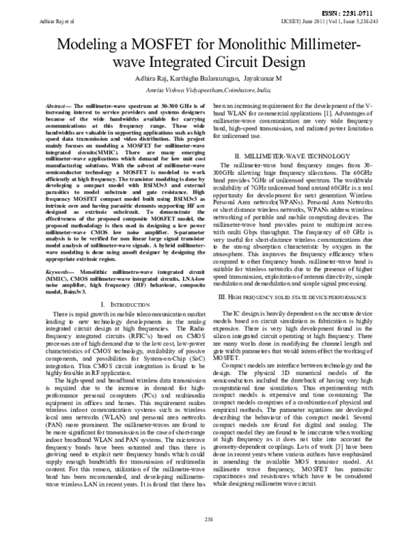 (PDF) Modeling a MOSFET for Monolithic Millimeterwave Integrated ...